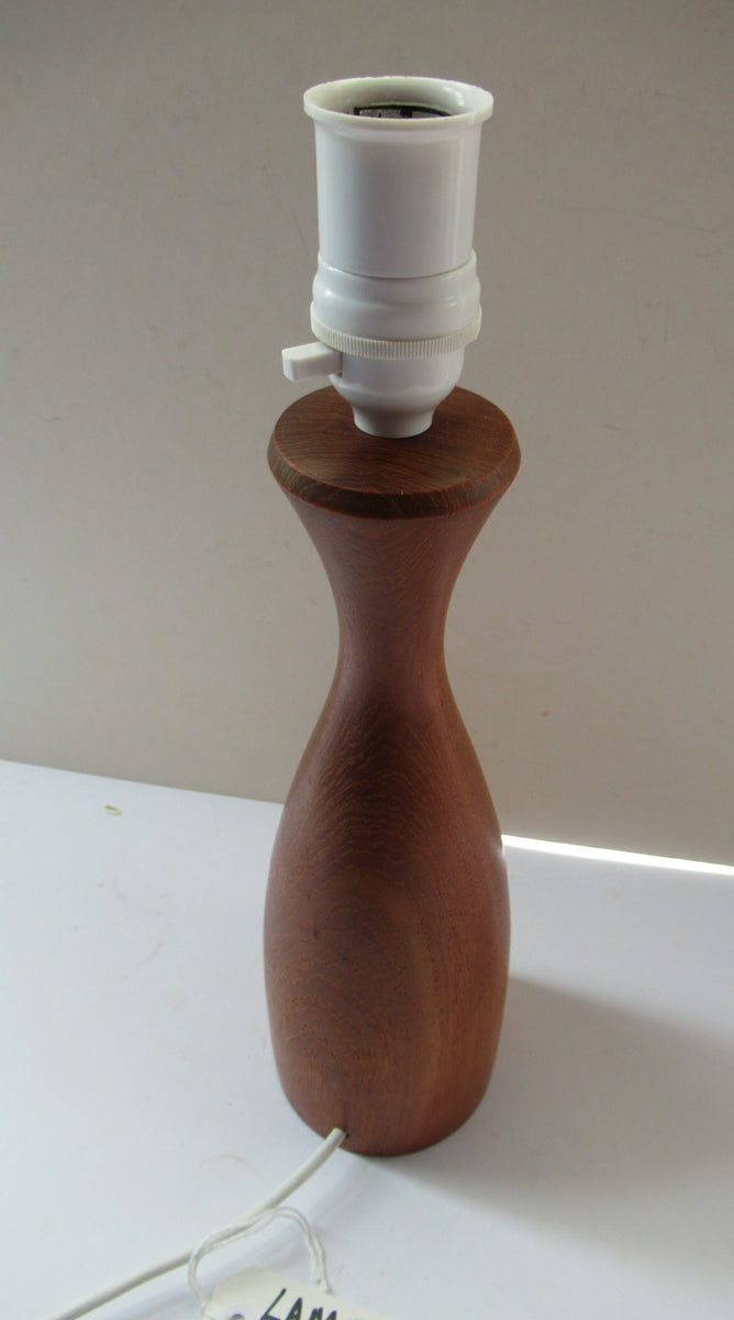 TALL Scandinavian Style Turned Teak Table Lamp. WORKING & Recently Ful – Iconic Edinburgh