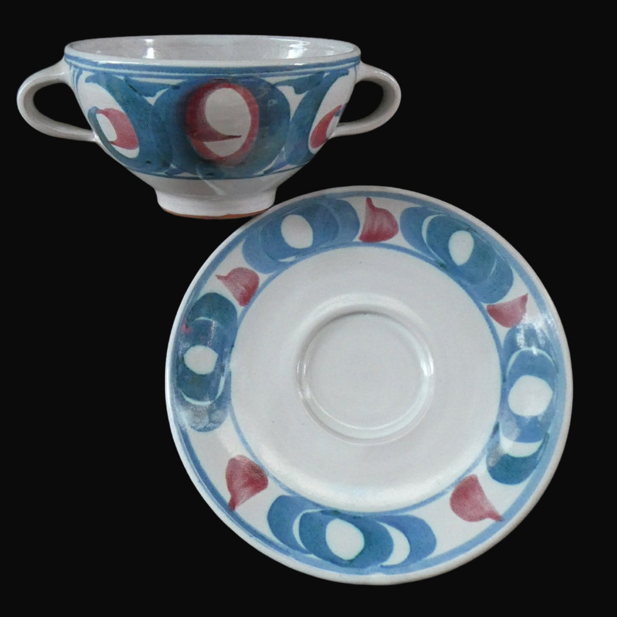 Studio Pottery. Vintage ALDERMASTON Pottery Twin Handled Cup and Sauce ...