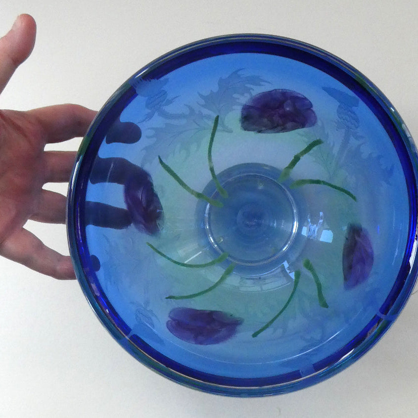 Beautiful Display Piece. Fine Caithness Glass Bowl; etched thistles ...