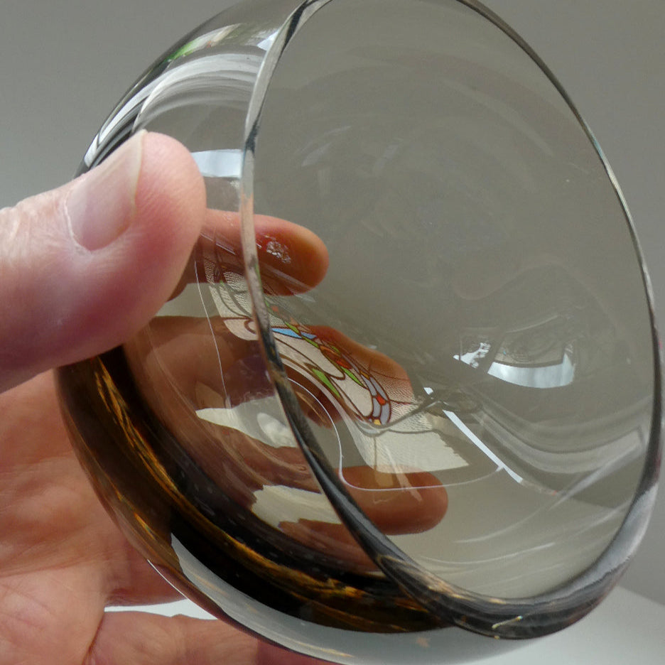 1970s Caithness Glass. COLIN TERRIS. Asymmetrical Bowl in Peat Colour ...