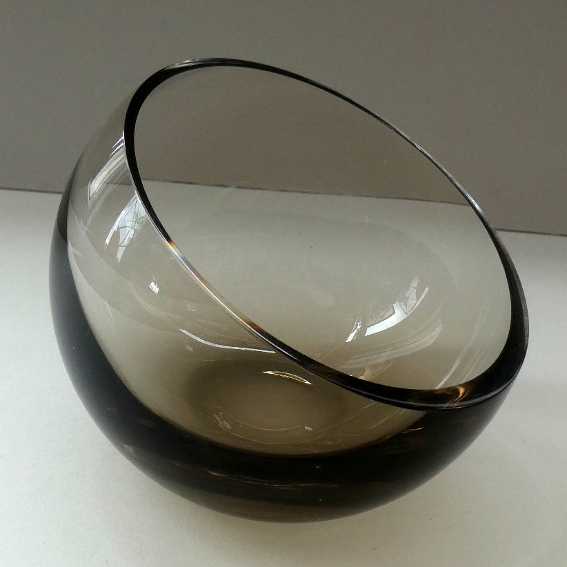 1970s Caithness Glass. COLIN TERRIS. Asymmetrical Bowl in Peat Colour ...