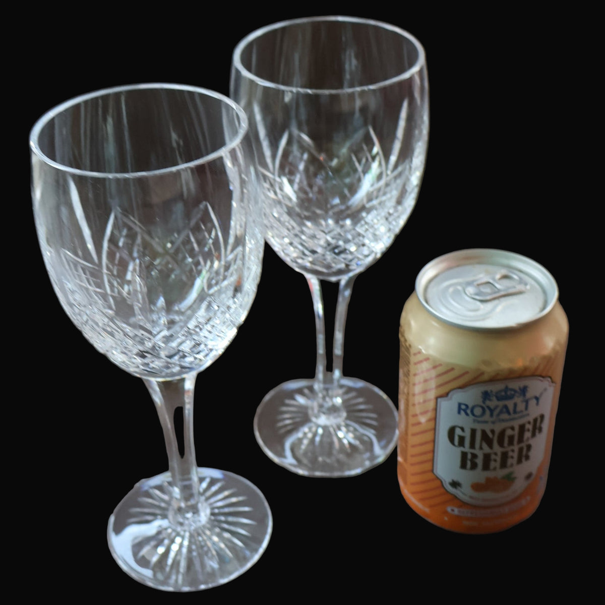 PAIR of Vintage Edinburgh Crystal LARGE Wine Glasses. MONTROSE PATTERN ...