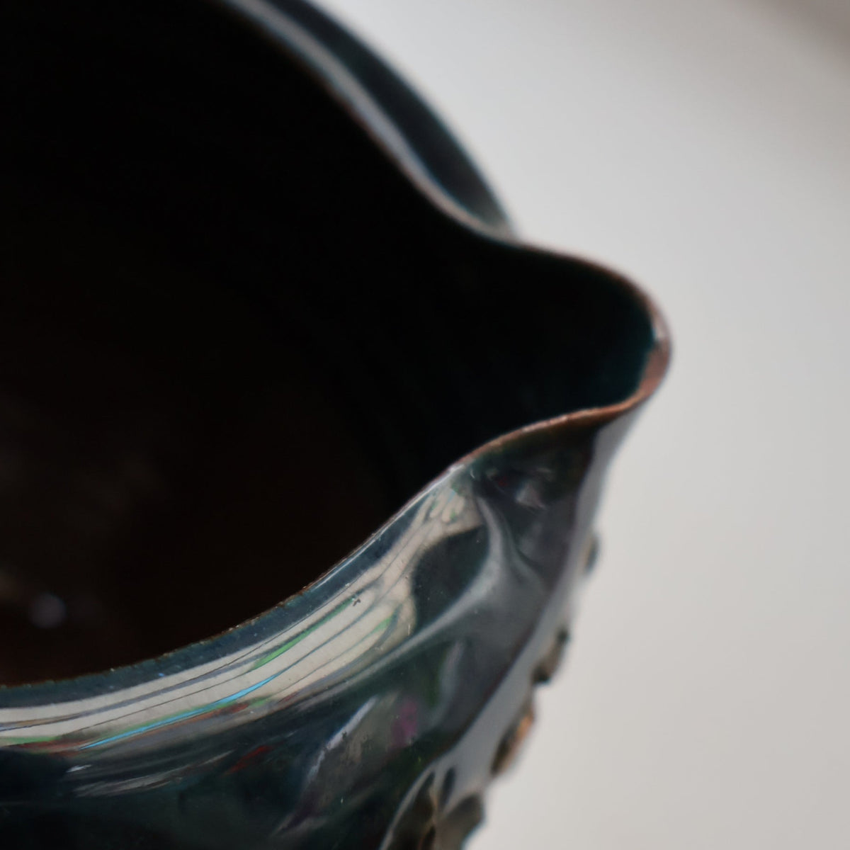 STUDIO POTTERY. Antique 1880s Elton Ware Vase with Double Lips and Rai ...