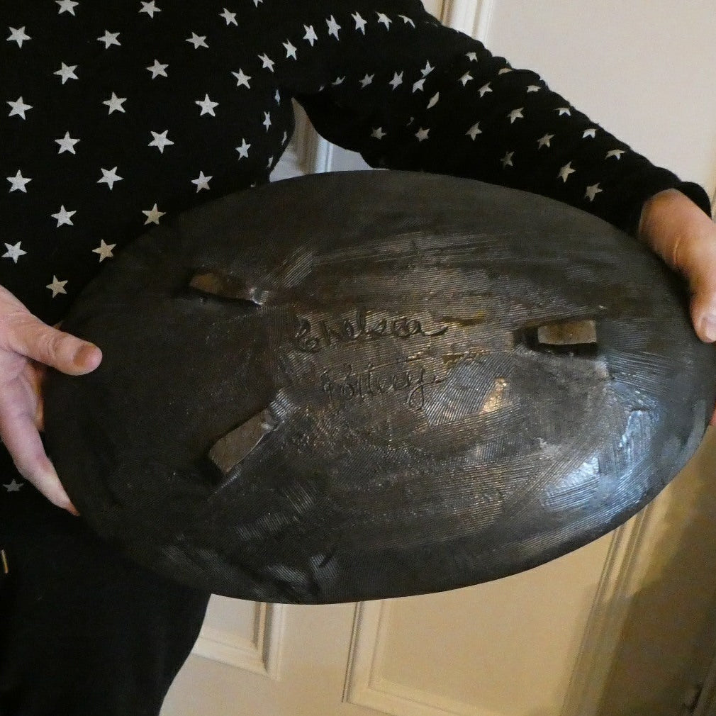 HUGE 1950s CHELSEA Studio Pottery Footed Shallow Bowl. Hand-Painted Ab ...