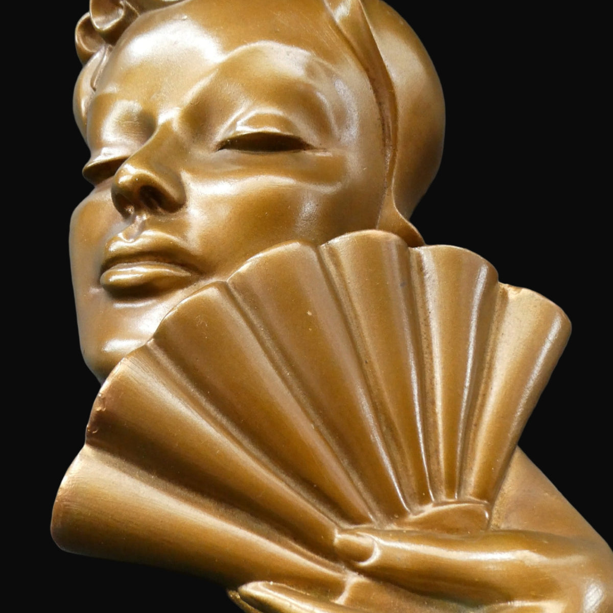 ORIGINAL Vintage Art Deco 1930s Wall Mask G. Leonardi Golden Lady's He ...