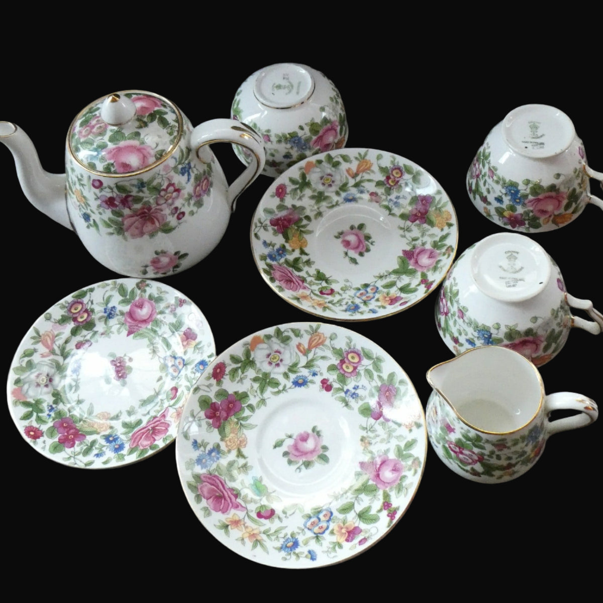 Vintage China Breakfast Set by Crown Staffordshire. The pattern is Ros ...