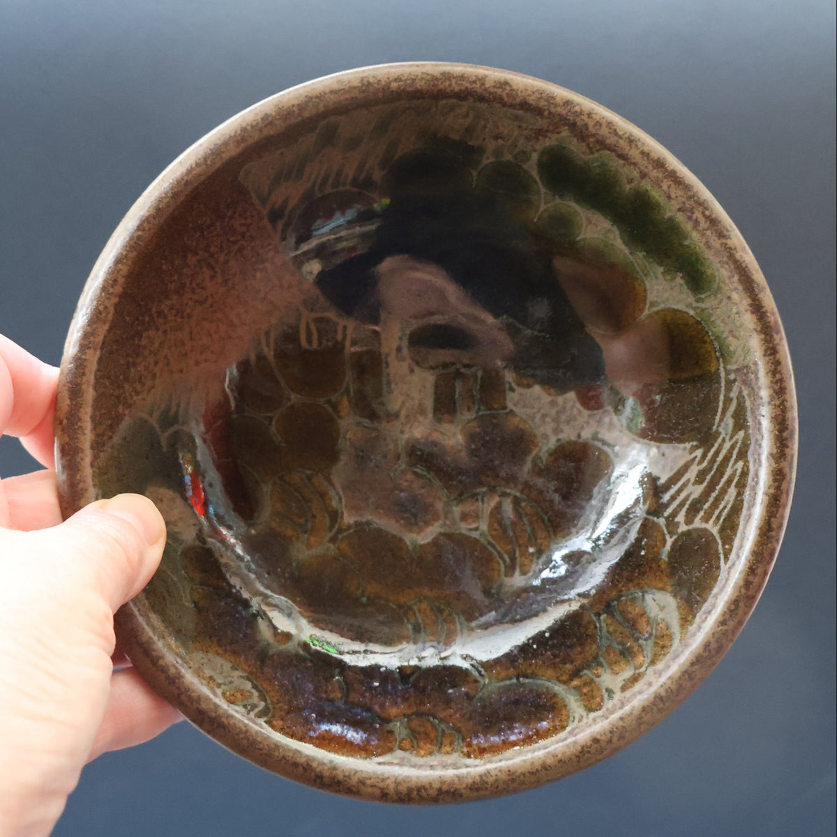 STUDIO POTTERY. Small Bowl with Abstract Floral Motifs. Crich Pottery ...