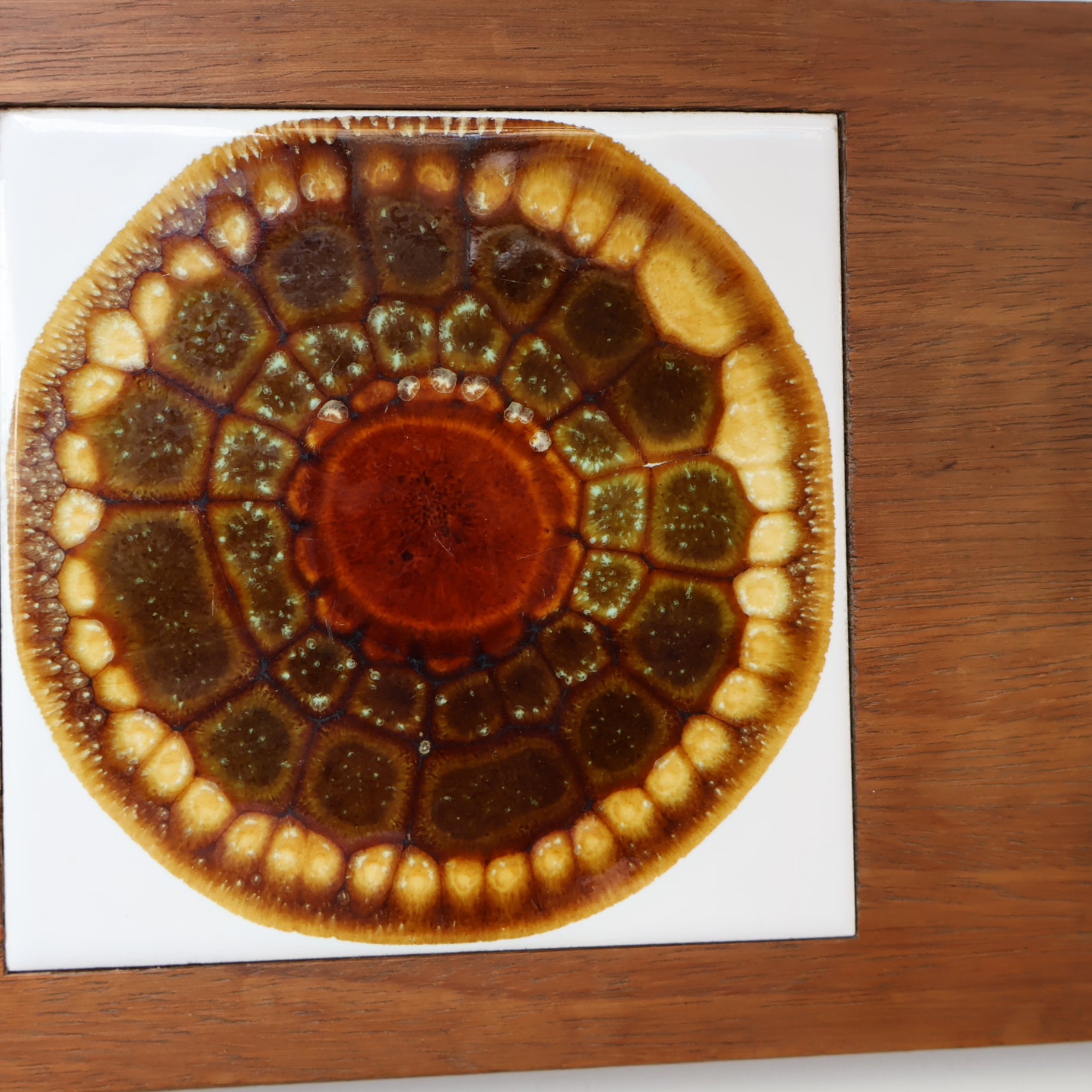 1960s Vintage WYNNCRAFT Cheese or Chopping Board with Two Abstract Cer ...