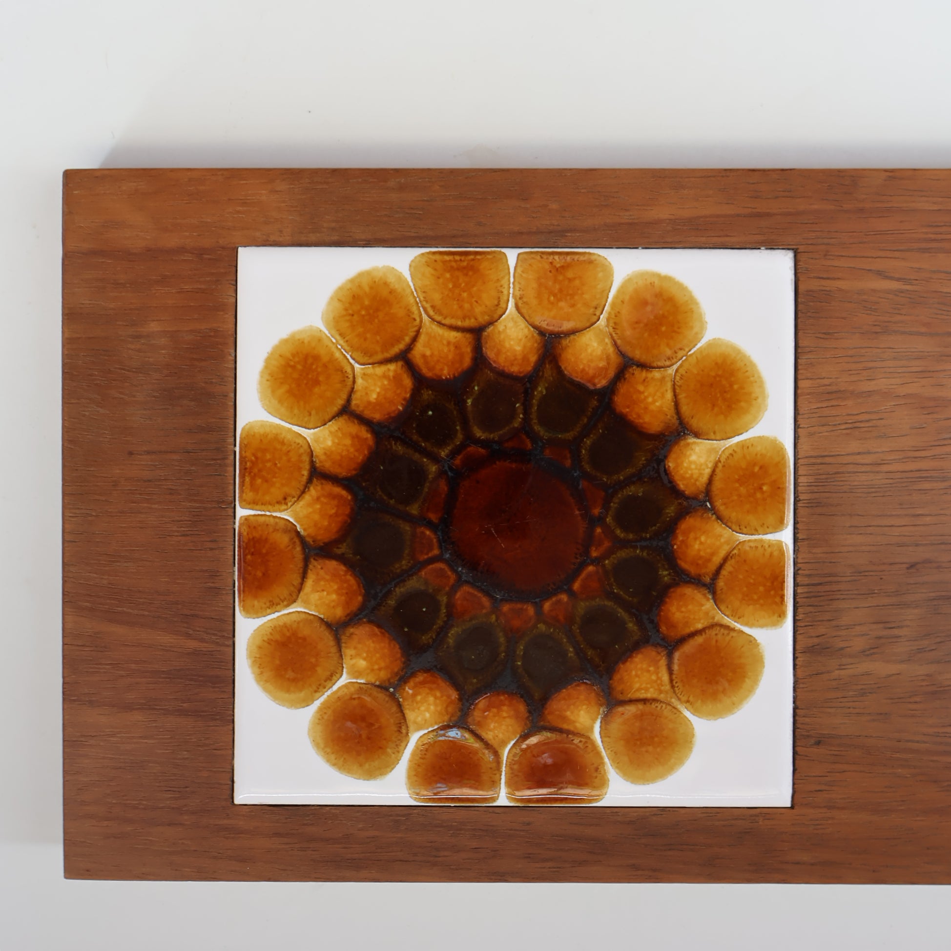 1960s Vintage WYNNCRAFT Cheese or Chopping Board with Two Abstract Cer ...