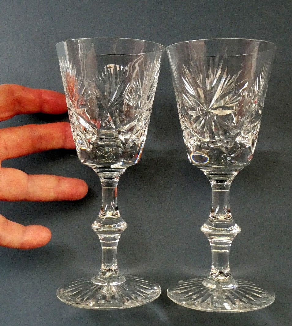 Vintage PAIR Edinburgh Crystal HOCK Wine Glasses. STAR OF EDINBURGH Pa ...