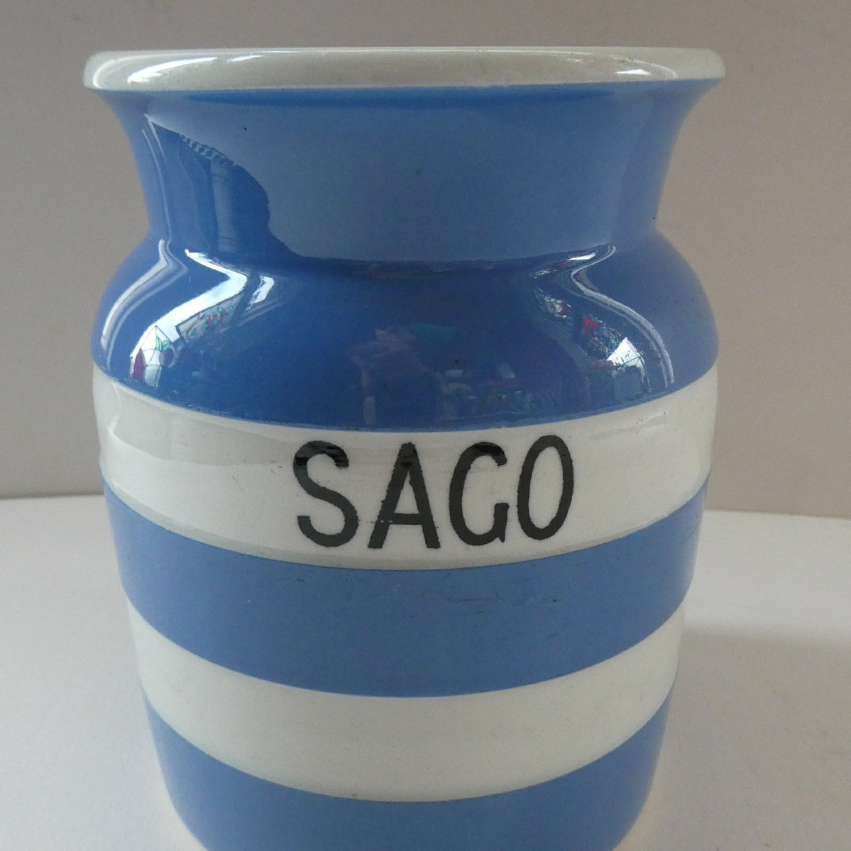 Rare Vintage 1930s TG Green CORNISHWARE Storage Jar. Marked SAGO. 5 3 ...