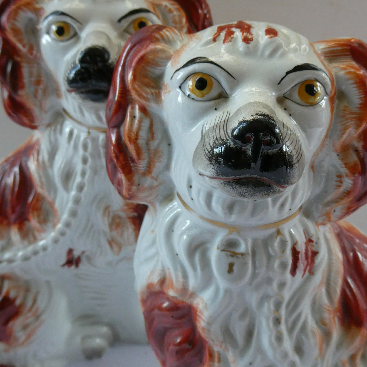 Staffordshire Dogs Chimney Spaniels / Wally Dugs. Decorated with Russe ...