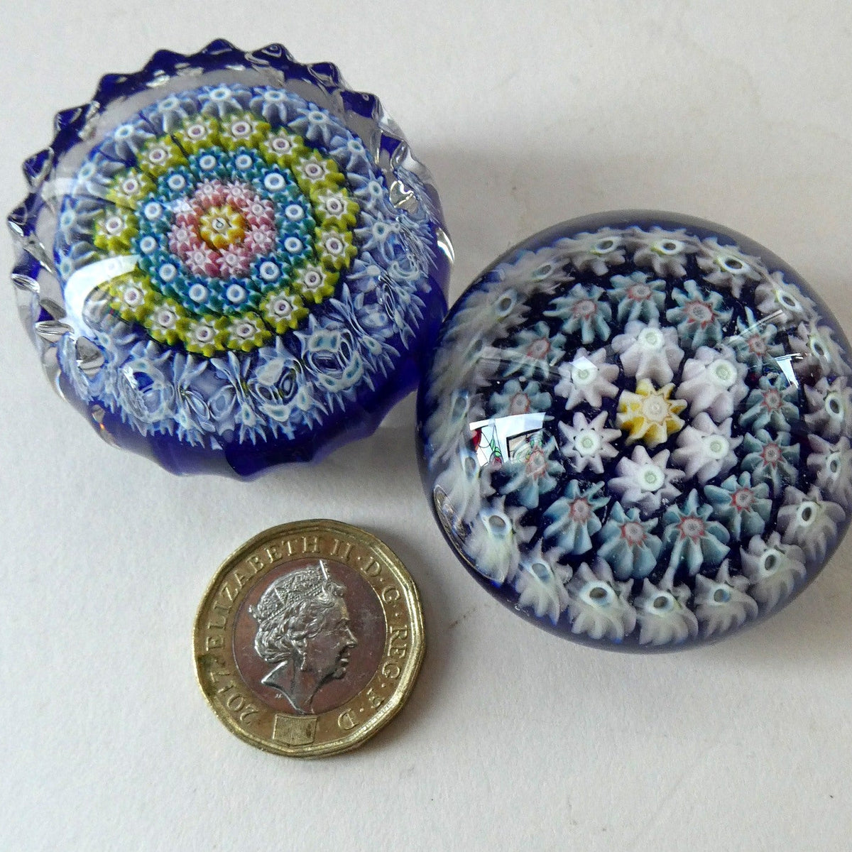 Cute MINIATURE PAIR of Scottish Glass Paperweights. One is a Perthshir ...