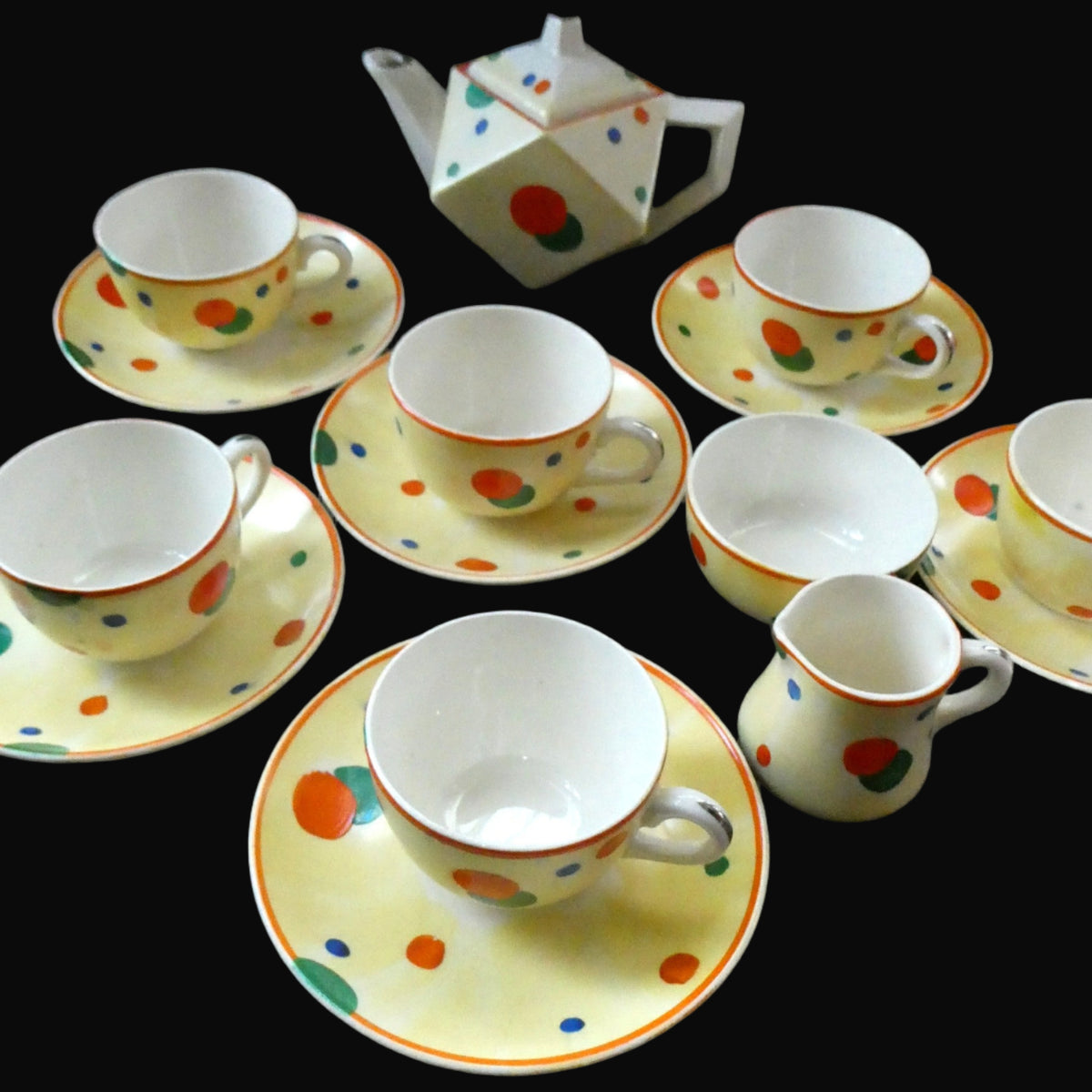 1930s Hancock's Ivory Ware ART DECO Miniature or Cabinet Tea Set Embel ...