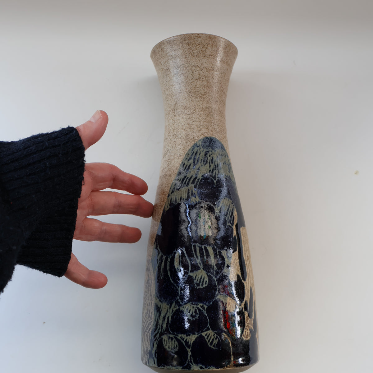 STUDIO POTTERY. Tall Vase with Abstract Floral Motifs. Crich Pottery ...