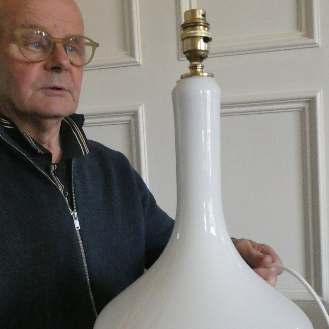 Vintage 1960s HOLMEGAARD Glass Lamp (RE-WIRED) with Brass Neck Fitting ...