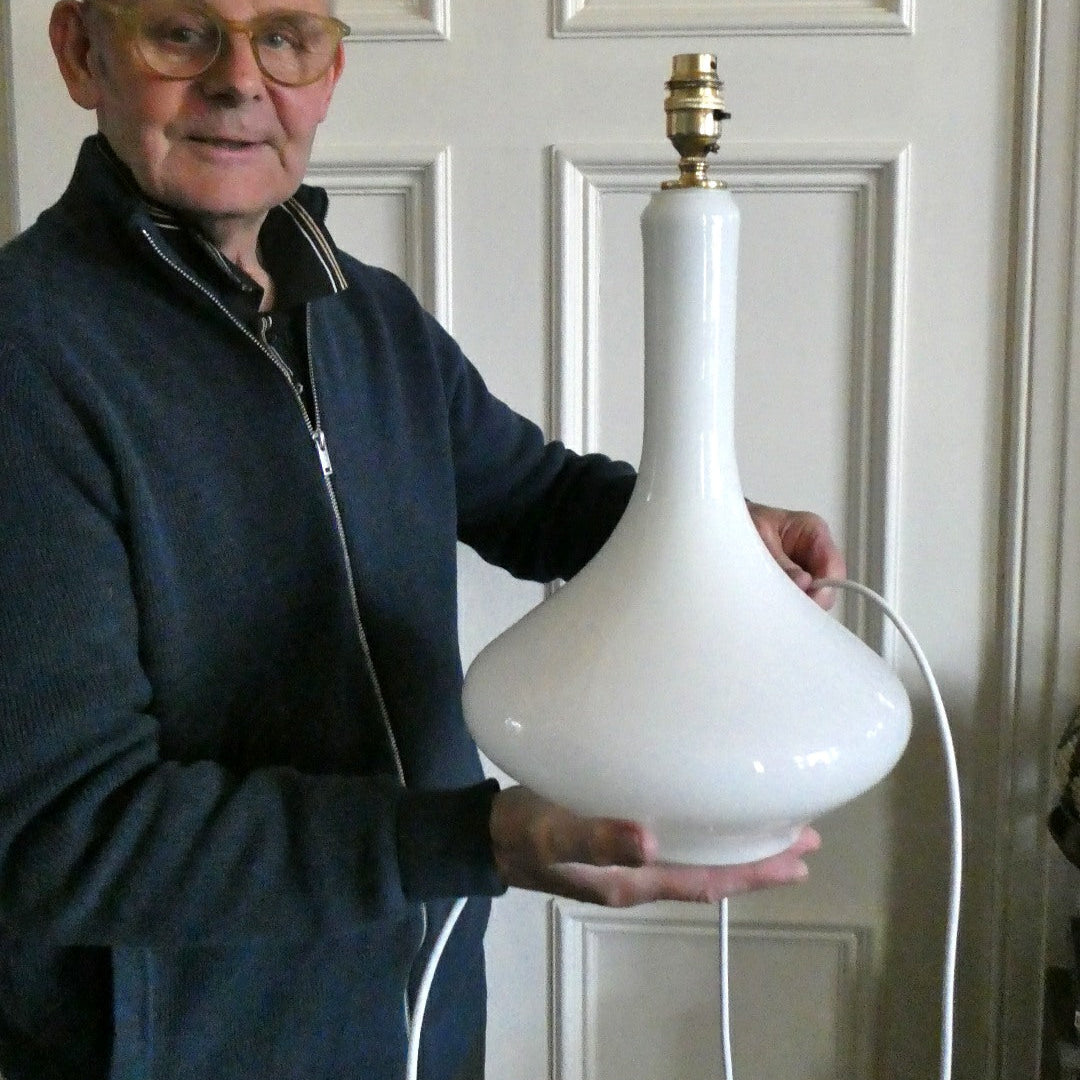 Vintage 1960s HOLMEGAARD Glass Lamp (RE-WIRED) with Brass Neck Fitting ...