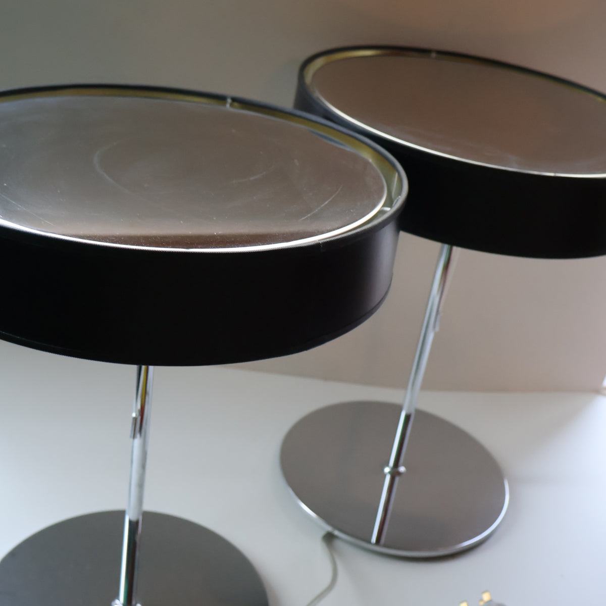 (A) Contemporary GERMAN Design. 1980s "Hulsta" Table Lamp Black & Chro ...