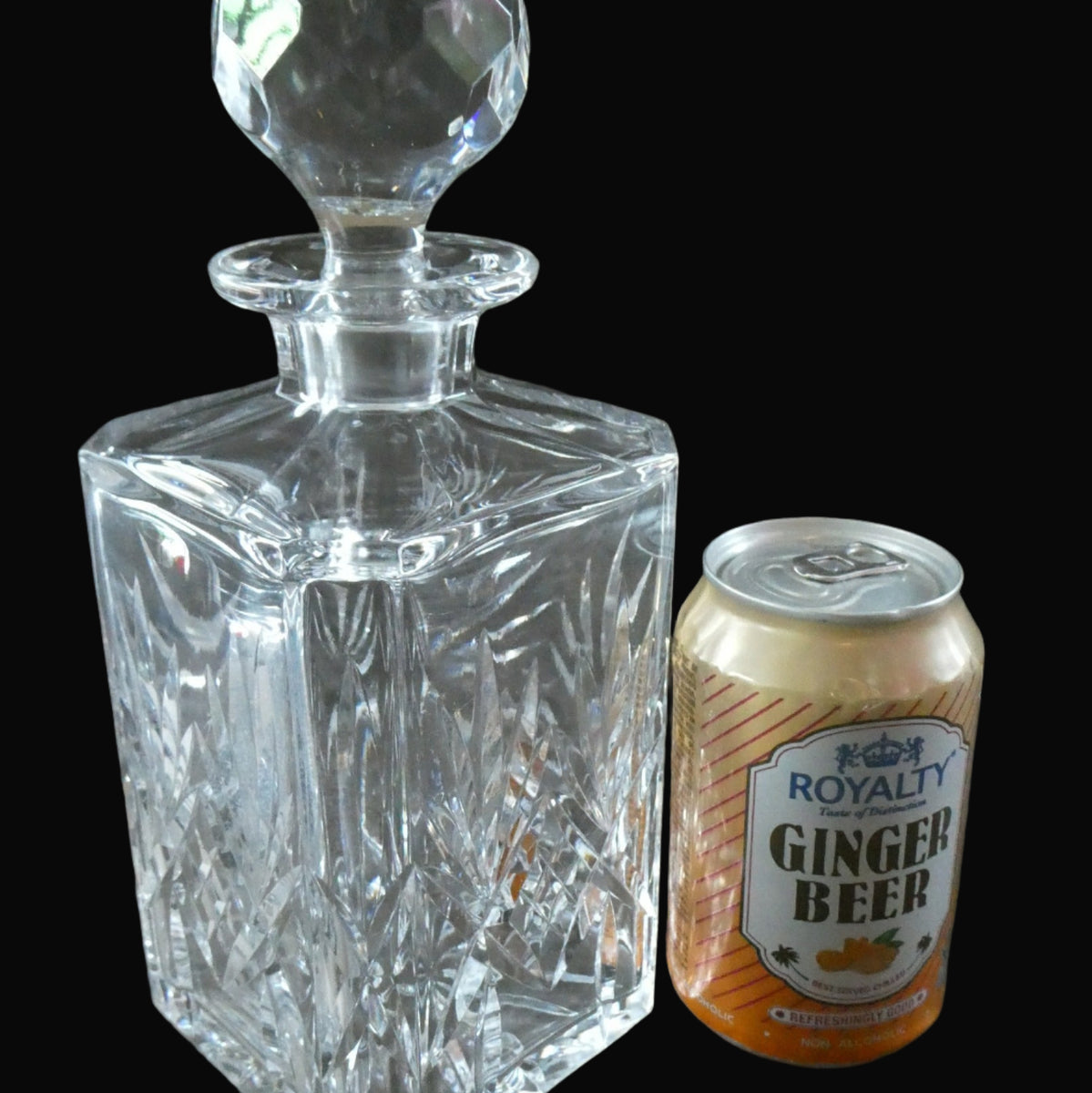 EDINBURGH CRYSTAL. IONA Pattern FOUR Whisky Tumblers and Large Square ...