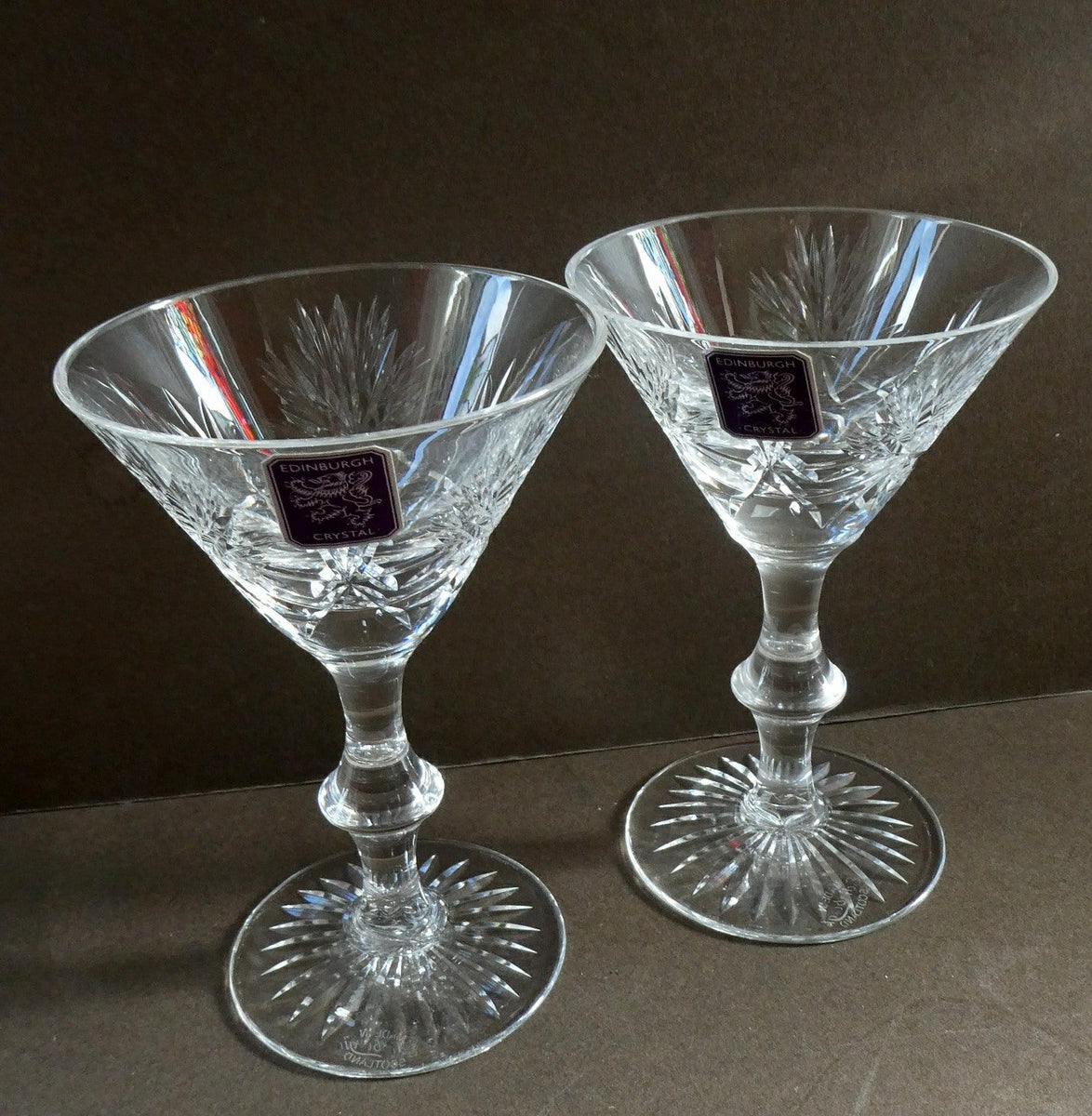PAIR: EDINBURGH CRYSTAL Vintage Star of Edinburgh Sherbet Glasses or C ...