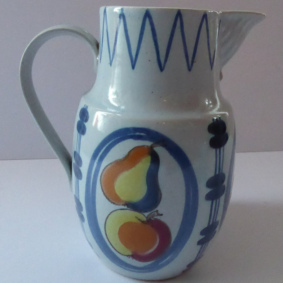 SCOTTISH POTTERY. 1950s Buchan Large Stoneware Jug BRITTANY Pattern wi ...