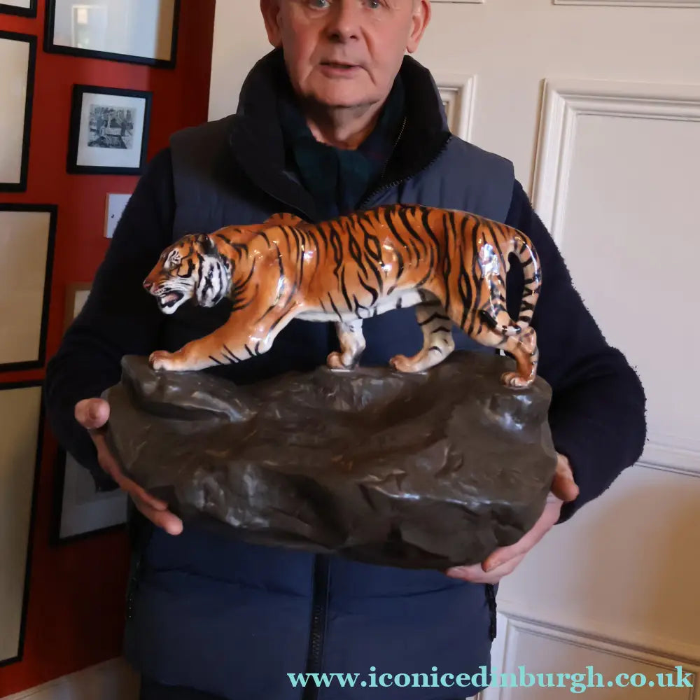 Vintage ROYAL DOULTON Prestige Figurine. Tiger on Rock. Designed by Ch ...