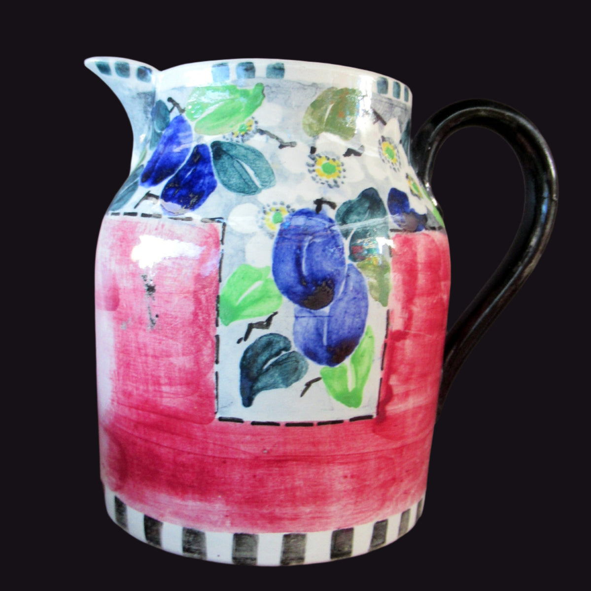 SCOTTISH POTTERY. 1920s LARGE Mak Merry Hand-Painted Jug with Pink Bod ...