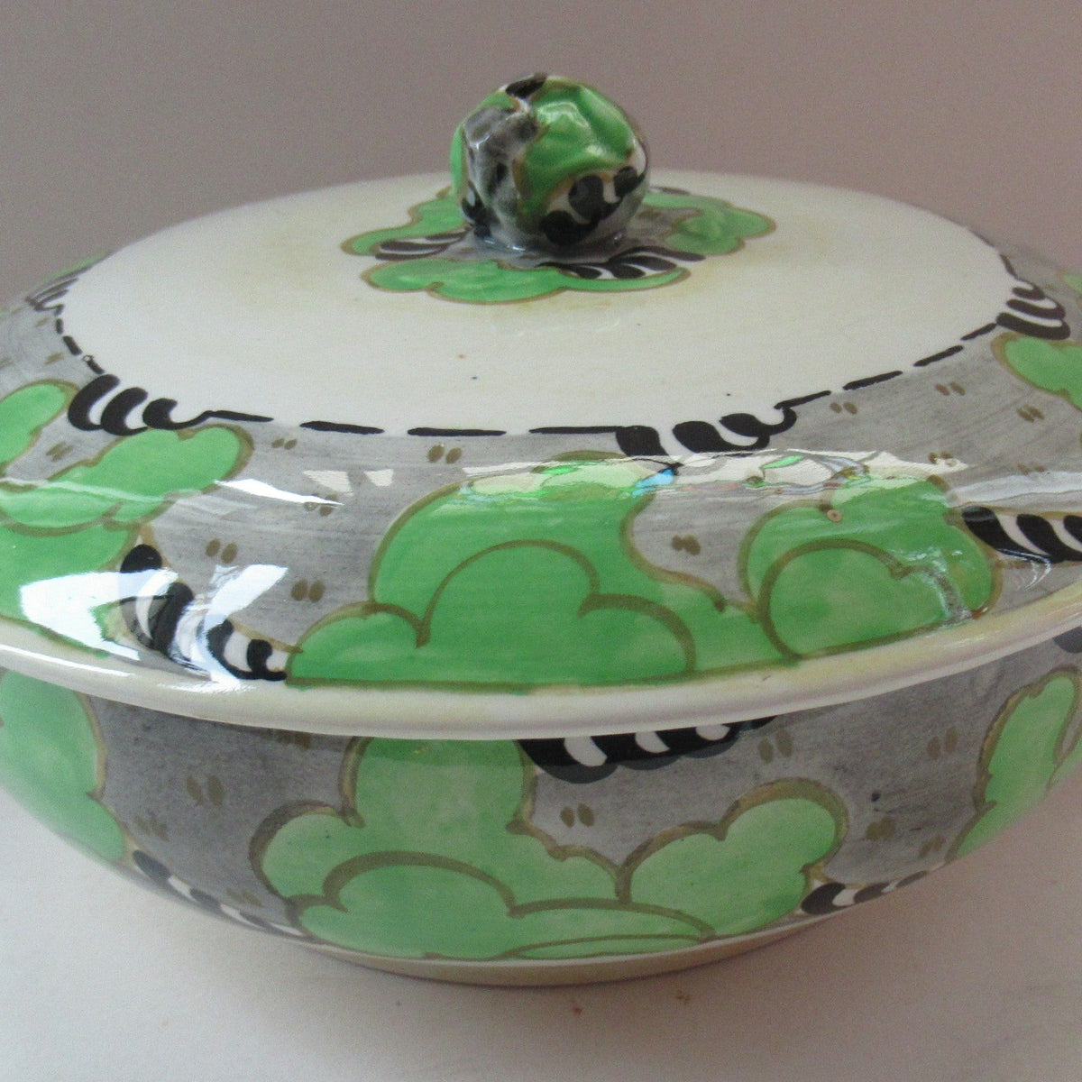 SCOTTISH POTTERY. Extremely Rare 1930s BOUGH Pottery Green Lidded Ture ...