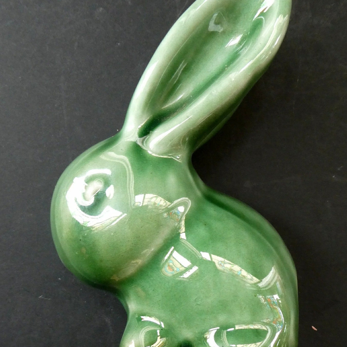 RARE Vintage 1930s DENBY Shiny Green Coloured Cottonwool Tail Rabbit 4 ...