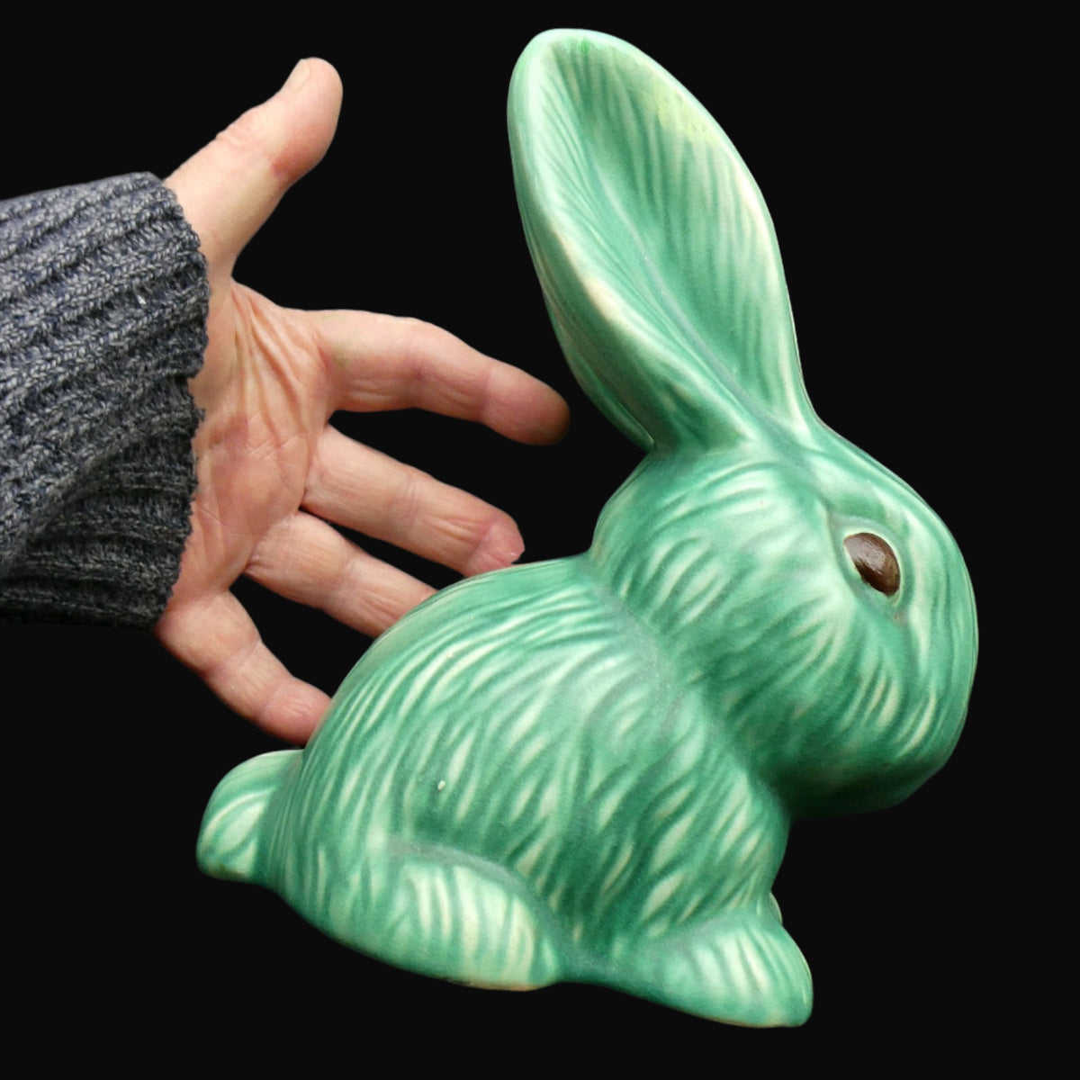 LARGE 1930s Green Sylvac Style Snub Nose Rabbit. Made by Flaxman Wade ...