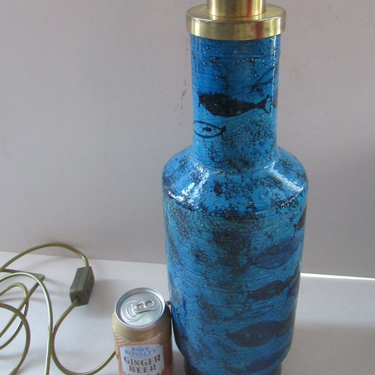 RARE Vintage BITOSSI Rimini Blu Studio Pottery Oblong Table Lamp Base ...