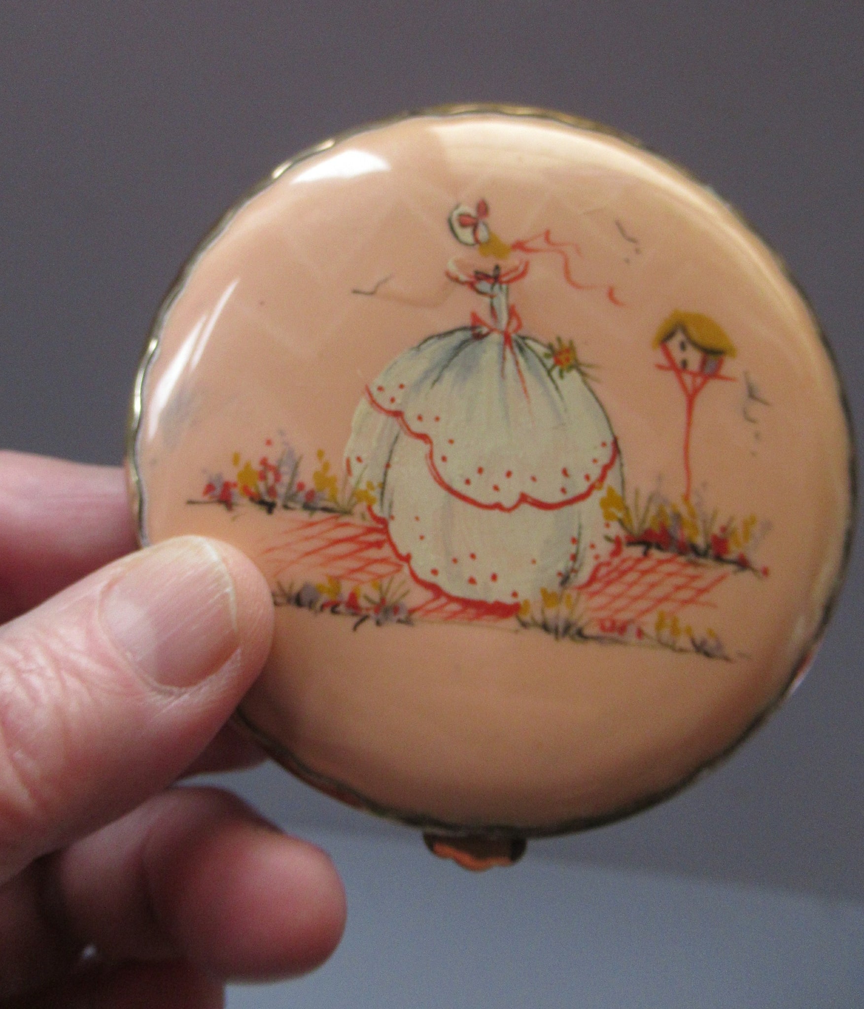 Unusual Vintage 1930s / 1940s Powder Compact. With Pink Celluloid Fini ...