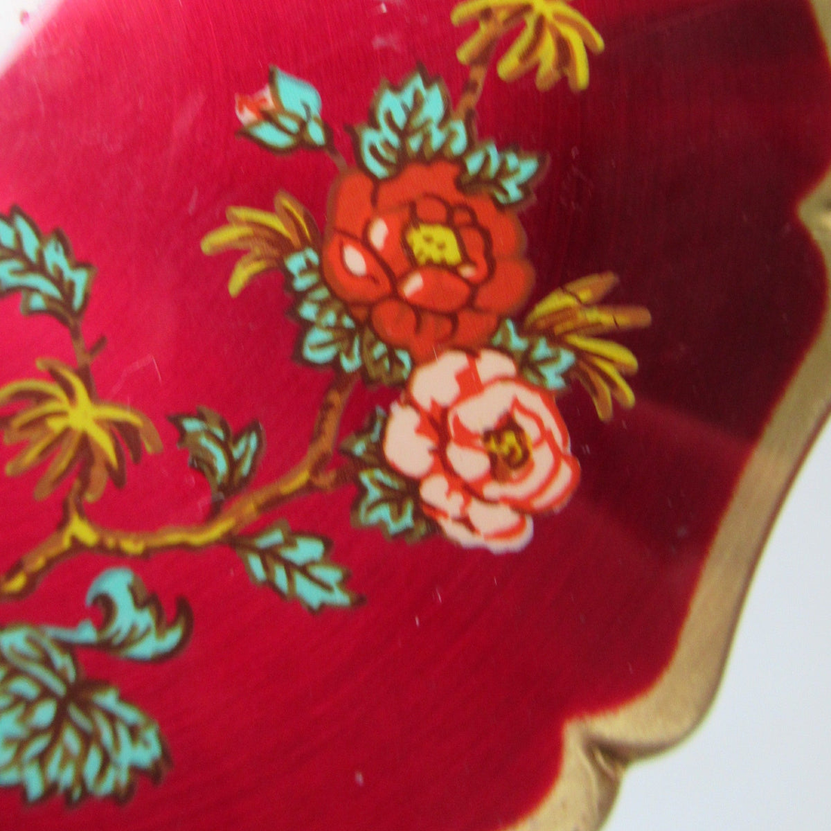Vintage 1960s POWDER COMPACT with Red Enamel Lid and Golden Pheasant I ...
