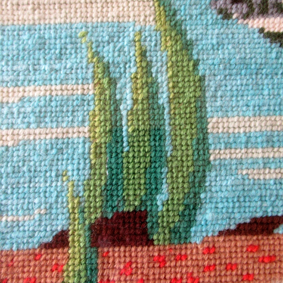 Large Vintage Needlepoint Artwork / Textile Featuring an Image of a Br ...