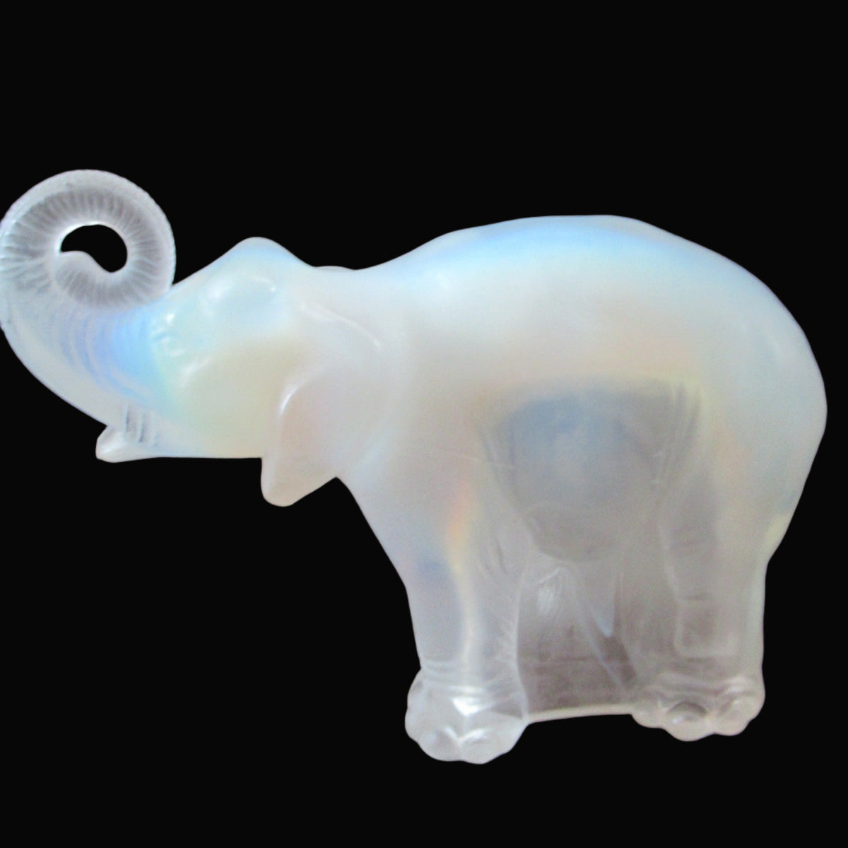 Rare 1930s Moulded Glass JOBLING Opalescent Elephant with Raised Trunk ...