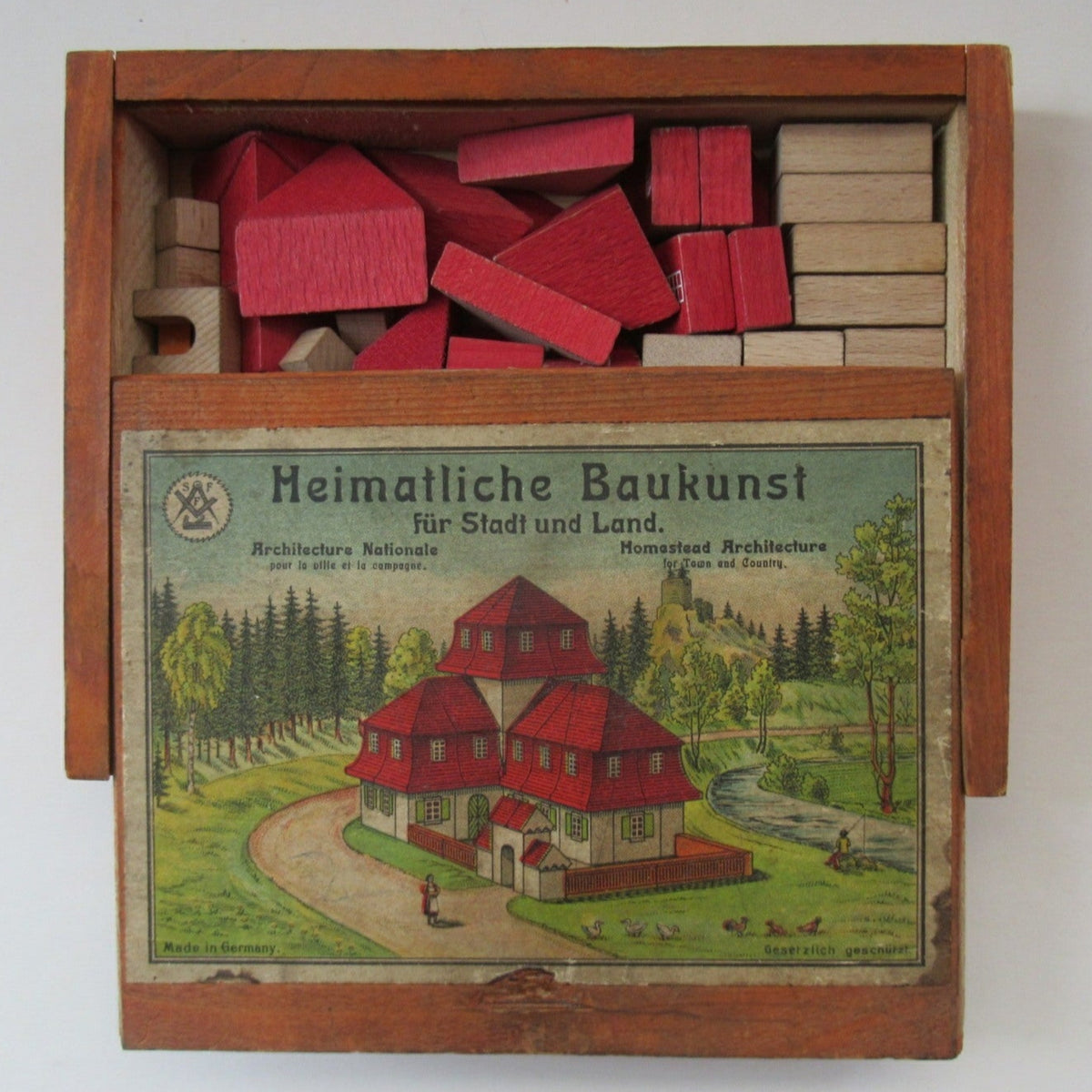 Rare Little GERMAN 1920s Set of Miniature Wooden House Building Bricks ...