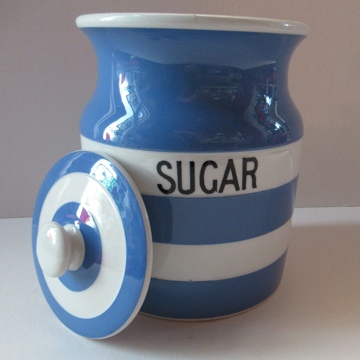 LARGE 1930s TG Green CORNISHWARE Lidded Storage Jar for Sugar. 6 1/4 I ...