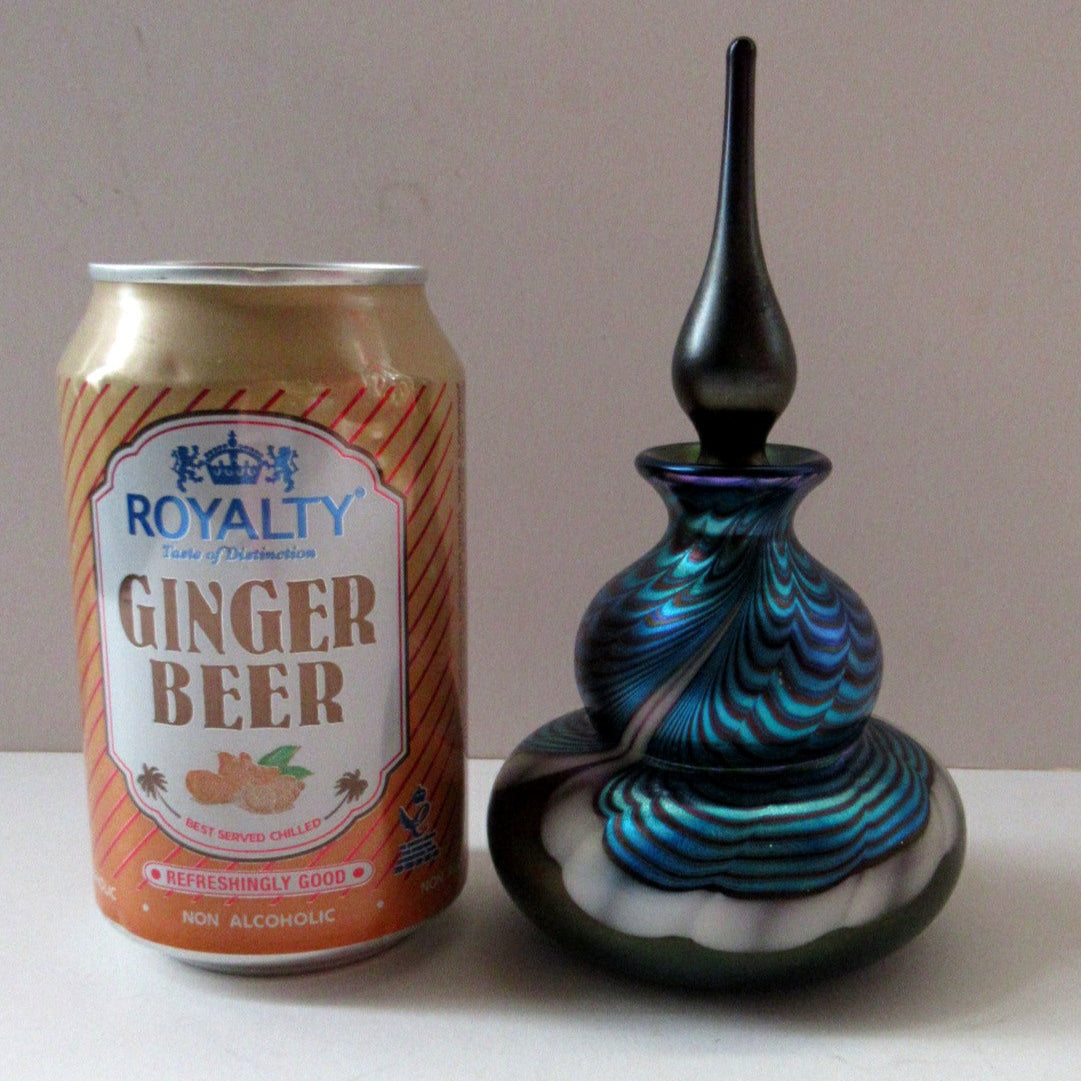 Vintage OKRA Glass PERFUME BOTTLE with Silver-Blue Iridescent Layer ...
