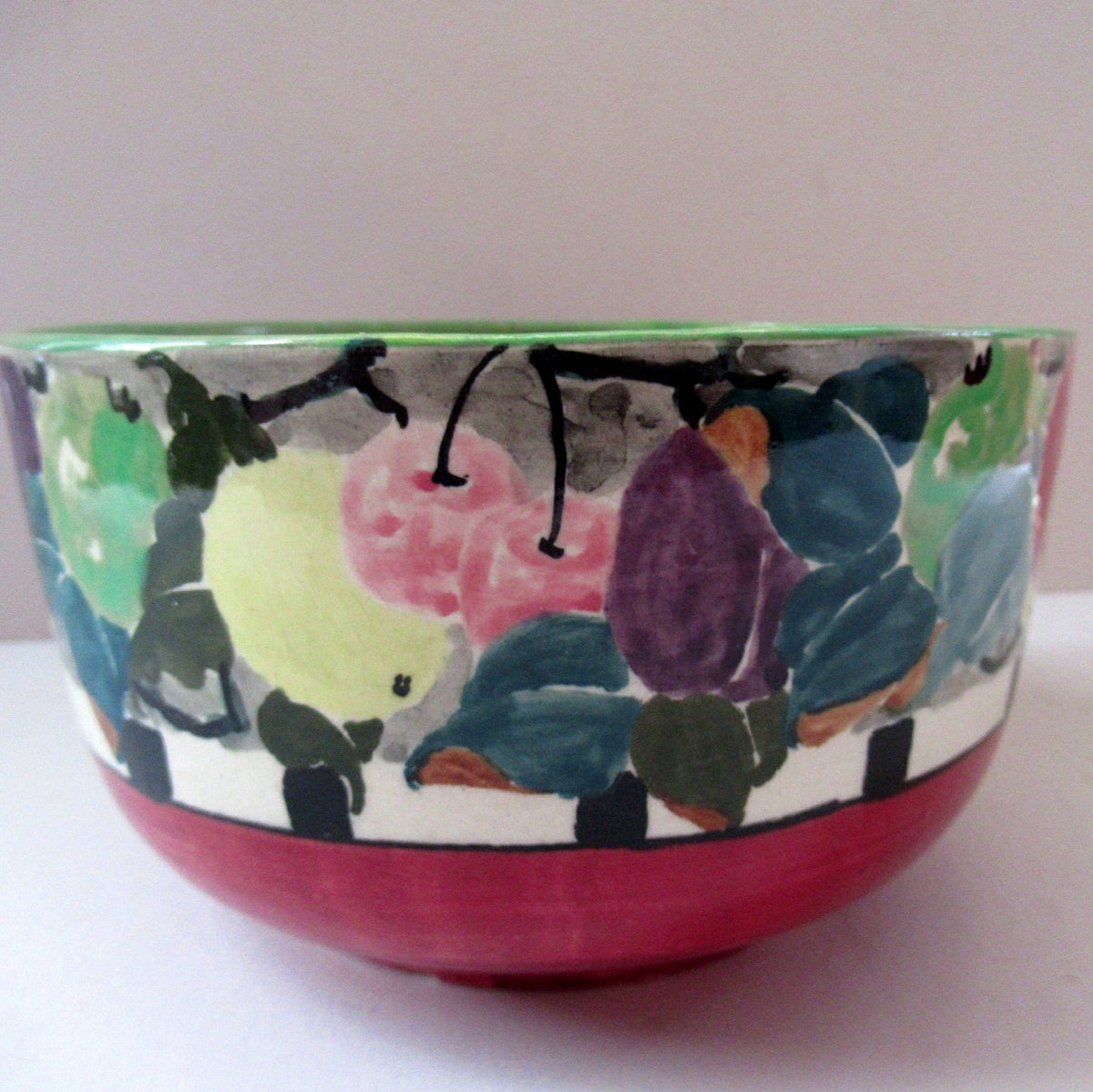 SCOTTISH POTTERY. Large Bough Pottery Bowl Decorated with Summer Fruit ...