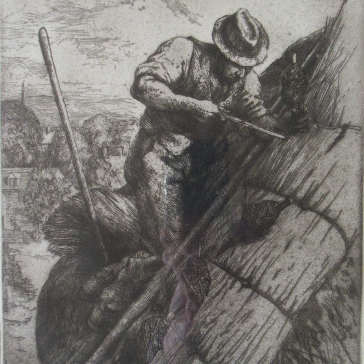 ORIGINAL ETCHING: The Thatcher (1927) by Charles Frederick Tunnicliffe ...