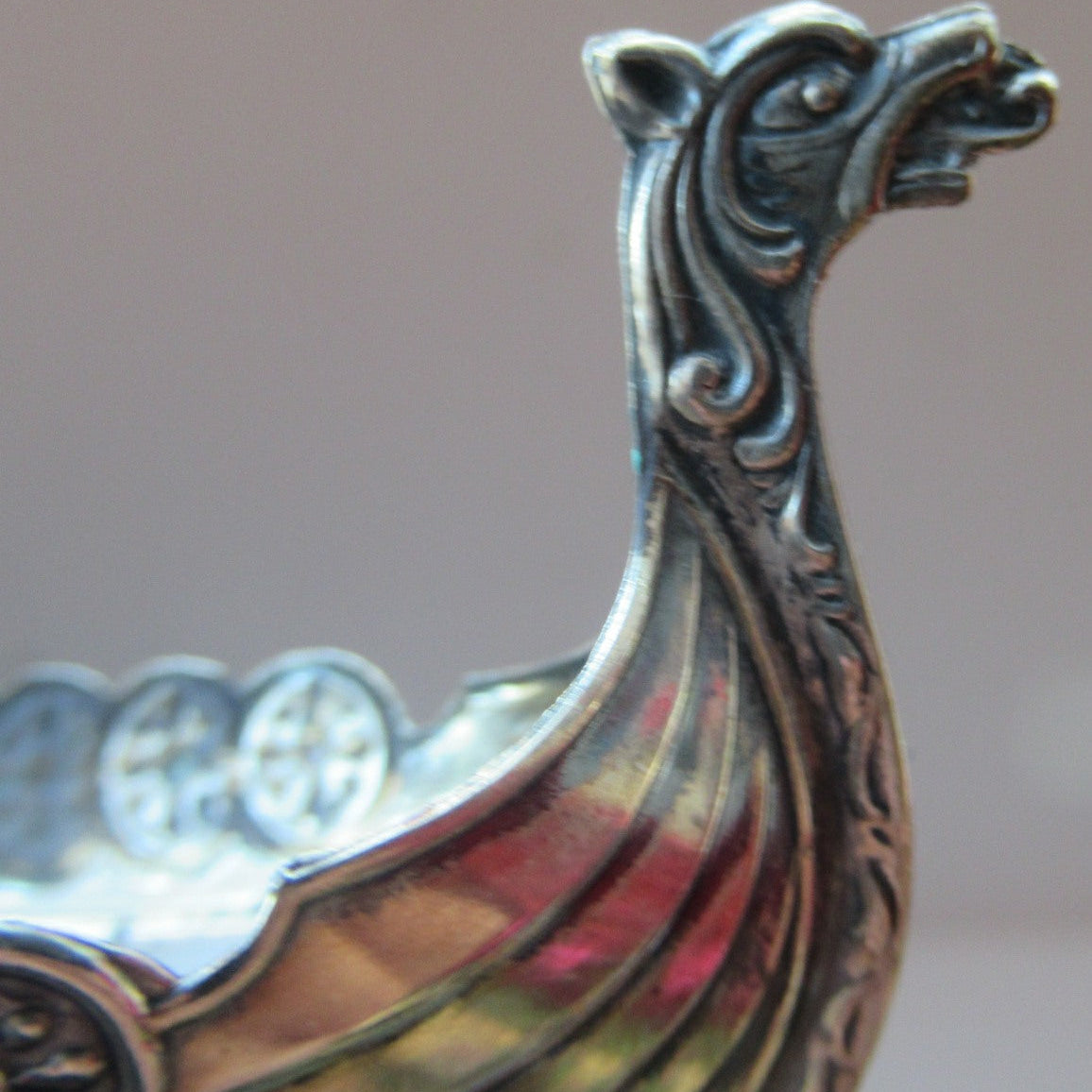 NORWEGIAN SILVER: Pair of Matching Viking Ship Salt Cellars. With Orig ...