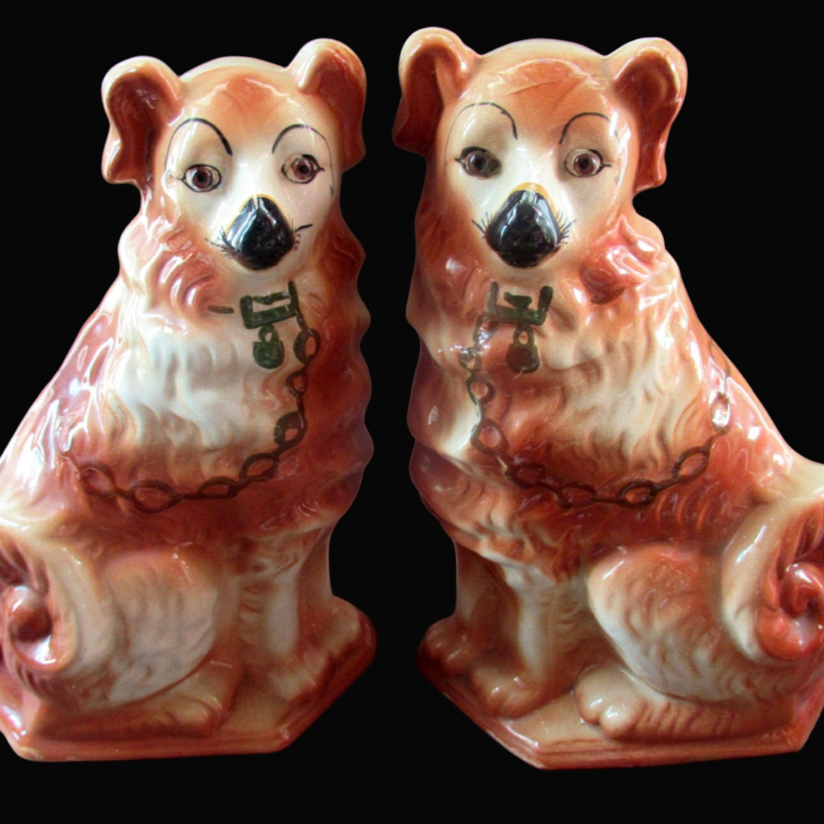 SCOTTISH POTTERY Antique Dogs: VICTORIAN - Bo'ness Pottery Pair of Lar ...