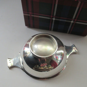 1930s Vintage SOLID SILVER Twin-Handled Drinking Quaich. No inscriptio ...