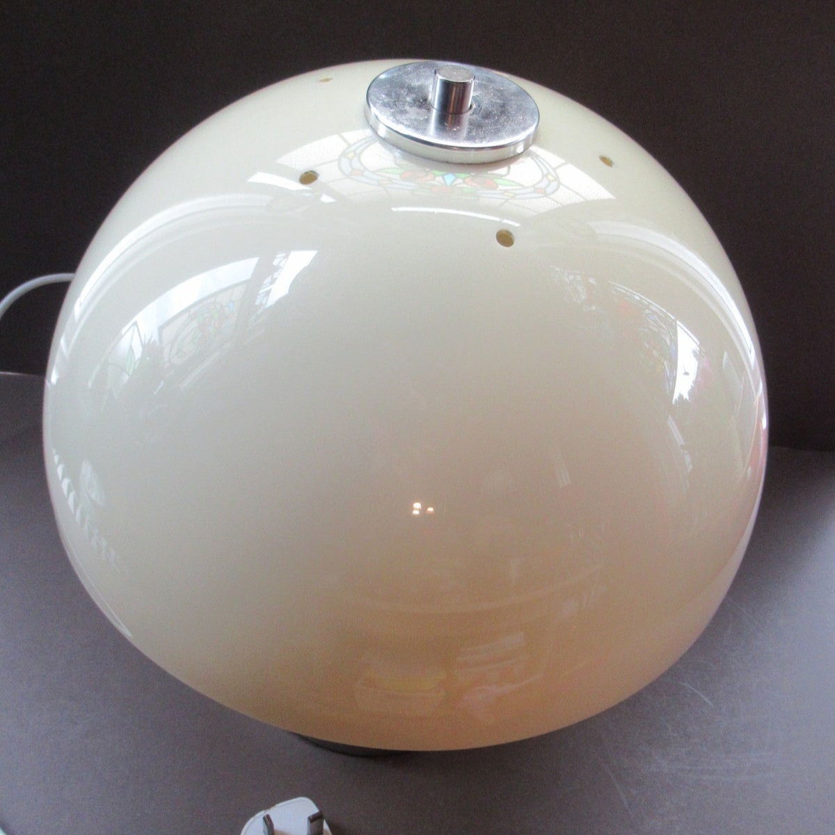 Vintage 1970s PROVA Table Lamp with Cream Mushroom Shade and Chrome St ...
