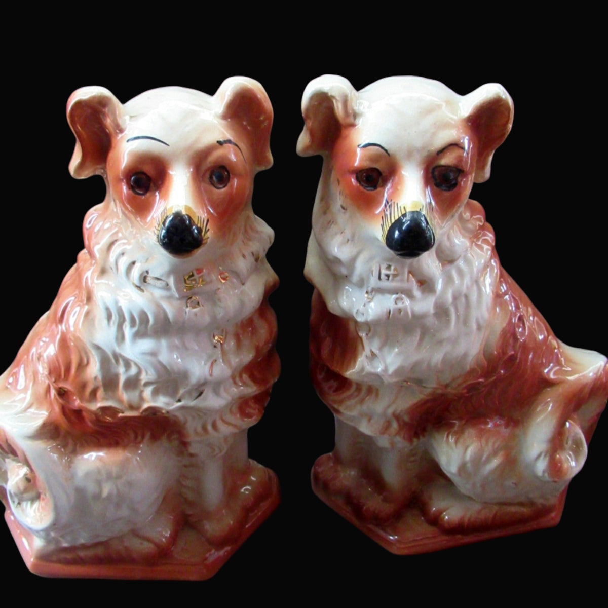 SCOTTISH POTTERY Antique Dogs: VICTORIAN - Bo'ness Pottery Pair of Lar ...