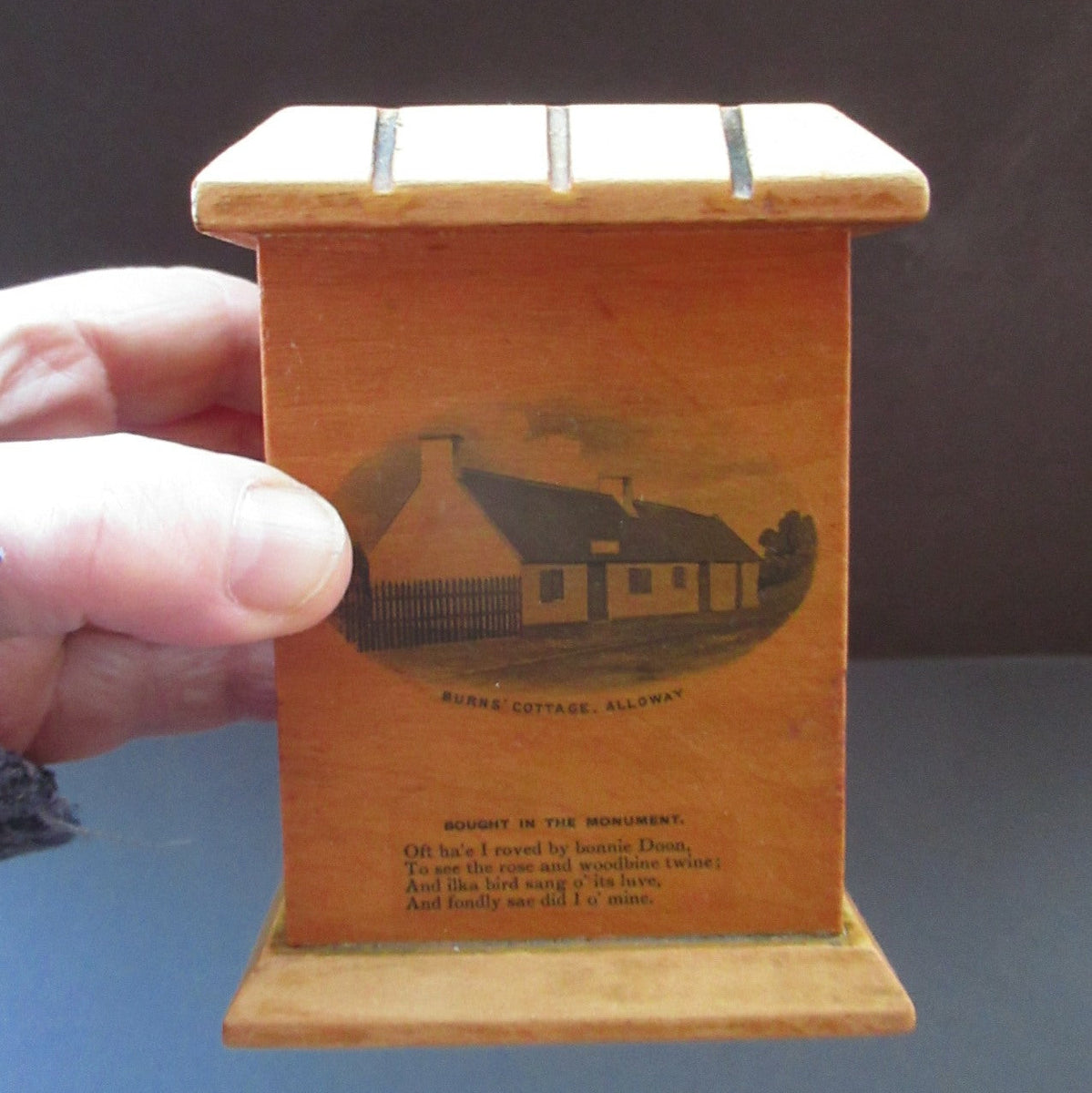 Antique 19th Century MAUCHLINE Ware Money Box or Bank in the Shape of ...