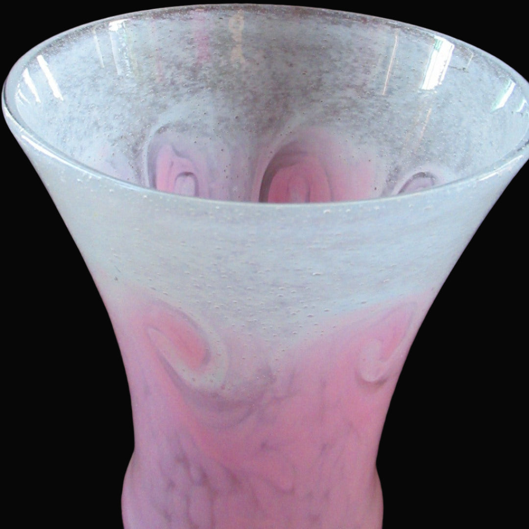 Genuine MONART Scottish Glass. Vintage Art Glass Vase, 1930s. Pink & P ...