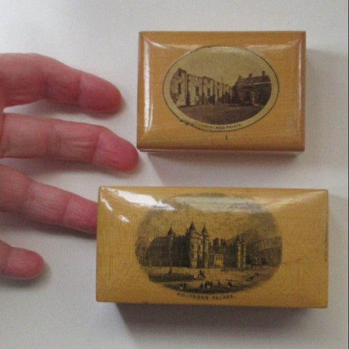 PAIR of Small Antique 19th Century MAUCHLINE Ware Boxes. Images: Holyr ...