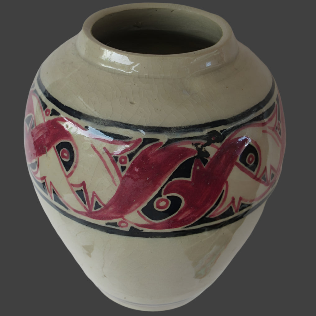 SCOTTISH POTTERY. Scottish Studio Pottery Vase with hand-painted decor ...
