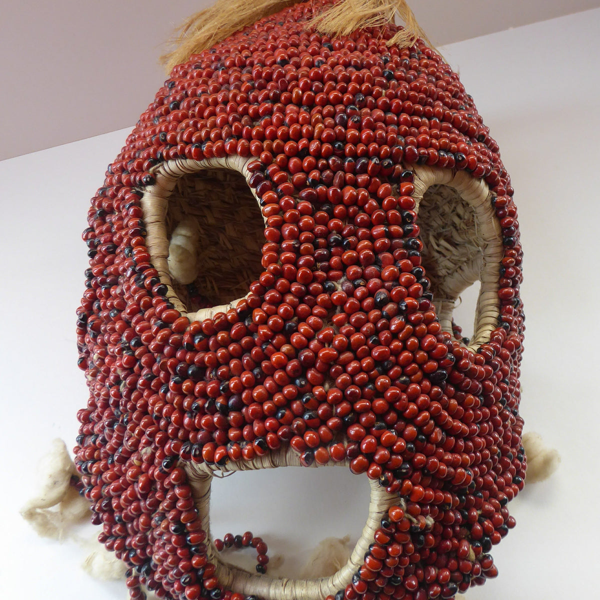 Vintage AFRICAN MASK Covered with Red Abrus Berries. Angas people of N ...